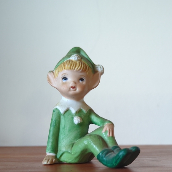 Homco | Holiday | Vintage Green Posing Pixie Elf Christmas Figurine ...